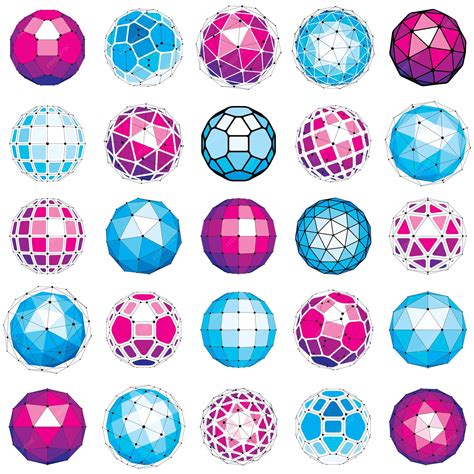 Premium Vector Set Of Vector Dimensional Wireframe Low Poly Objects