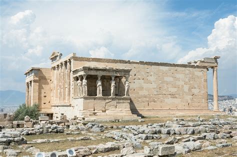 Pórtico De Las Cariátides En El Templo Erecteion Acrópolis De Atenas
