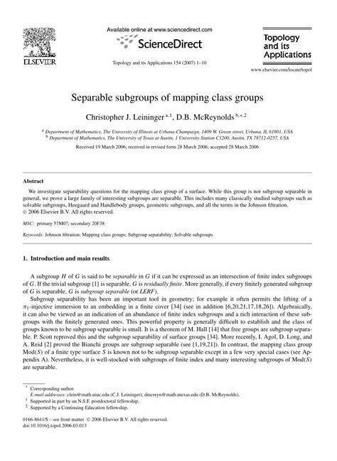 pdf separable subgroups of mapping class groups dokumen tips