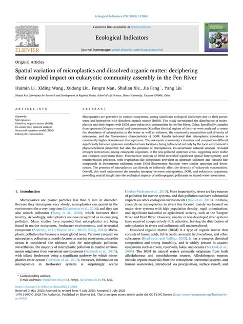 Pdf Spatial Variation Of Microplastics And Dissolved Organic Matter