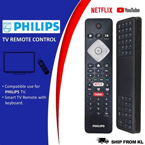 [philips] Led Lcd Smart Tv Netflix Youtube Keyboard Keypad Remote