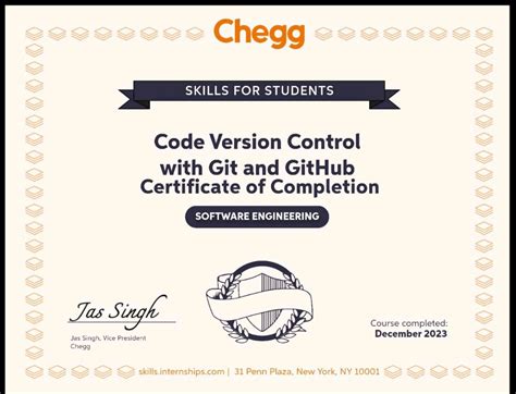Git Github Versioncontrol Techskills Gitcertification Chegg Sakshi Musmude