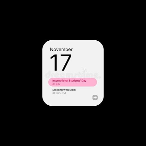 Calendar Widget Ui Concept On Black Background Social Media