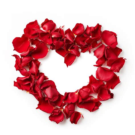 Premium Photo Red Rose Petals In Heart Shape Isolated On White Background