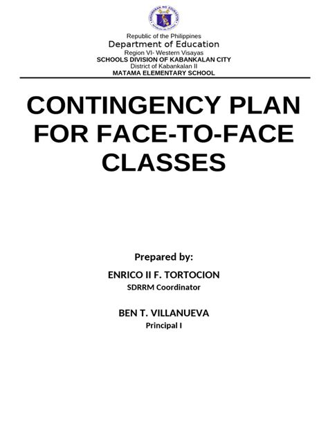 Contingency Plan Pdf Learning Quarantine