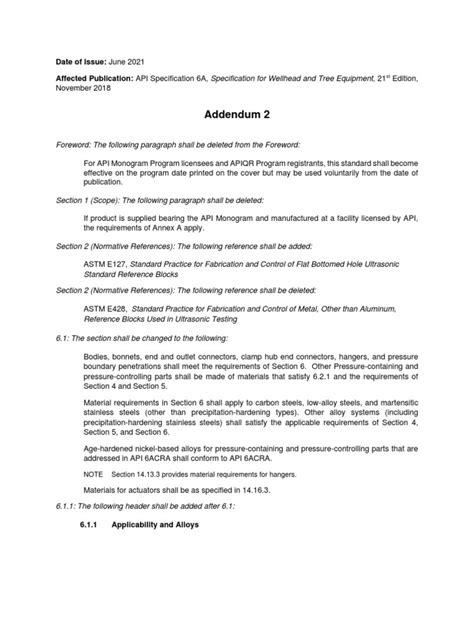 api specification 6a 21st edition addendum 2 20210615