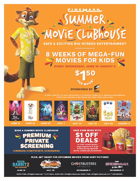 Cinemark Summer Movie Clubhouse Market Street The Woodlands