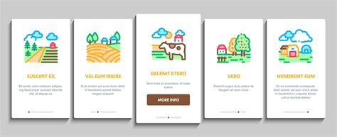 Farming Landscape Onboarding Elements Icons Set Vector 17350386 Vector