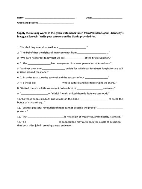 Inaugural Speech Jfk Pdf
