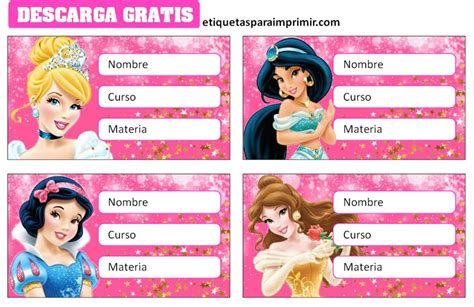 Etiquetas Escolares Princesas Disney Etiquetas Para Imprimir