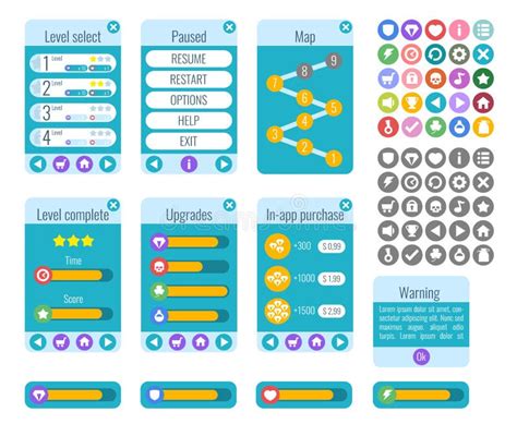Graphical User Interface Gui For Mobile Game Or App Design Buttons