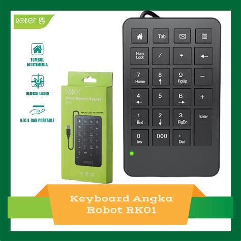 Jual Keyboard Angka Wired Numeric Keypad Black Robot Rk01 Shopee
