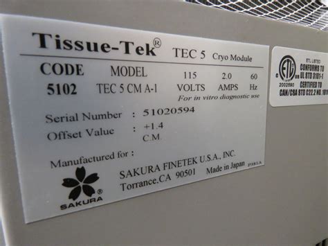 Sakura Tec 5 Tissue Tek Embedding Center W Cryo Module Excellent Wo Express Lab Werks Llc