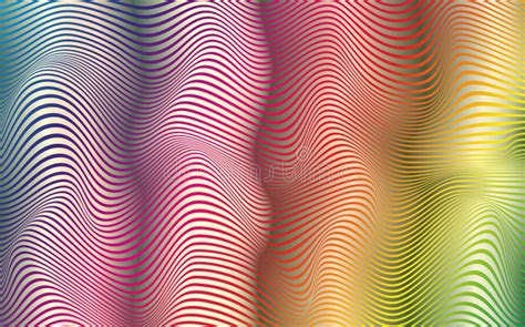 Psychedelic Lines Abstract Pattern Texture With Wavy Curves Stripes Optical Art Background