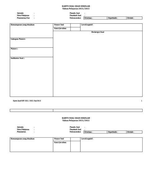Format Kartu Soal Usp Pdf