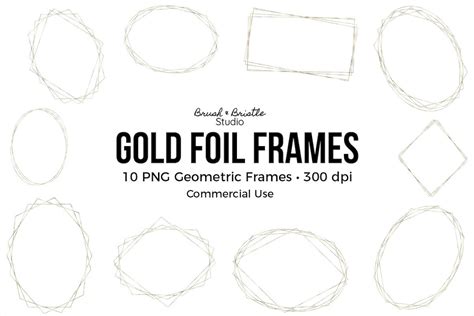 Gold Metallic Foil Geometric Frames Vector Polygonal Frames Png Clipart Png Overlay