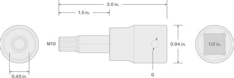1 2 Inch Drive X M10 Triple Square Impact Bit Socket Tekton