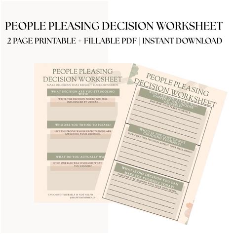 People Pleasing Worksheet Set Boundaries Make Choices 2 Page