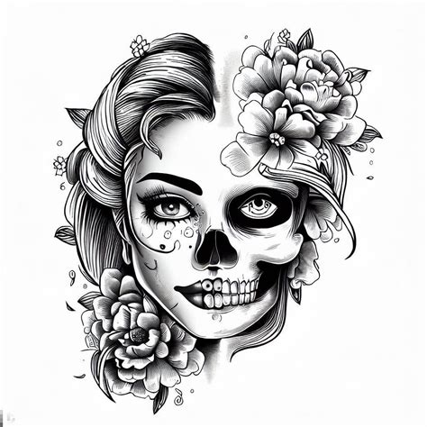 Half Skull Half Face Drawings At Julio Darrin Blog