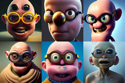 Incredibly Realistic Too Detailed Face Of Bald Minion Inkling Arthub Ai
