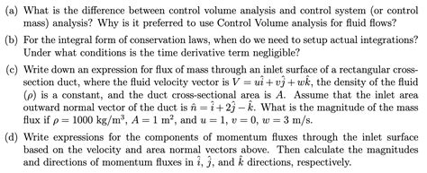 Solved A What Is The Difference Between Control Volume