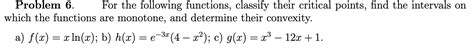 Solved Problem For The Following Functions Classify Chegg
