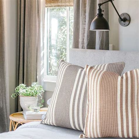 Block Print Vintage Stripe Pillow Cover Antique Farmhouse