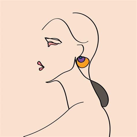 single contour line female portrait character 26288098 vector art at vecteezy