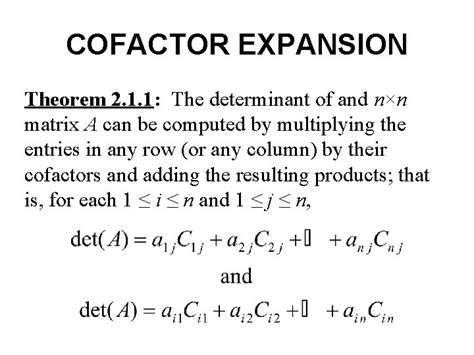 Section 2 1 Determinants By Cofactor Expansion The