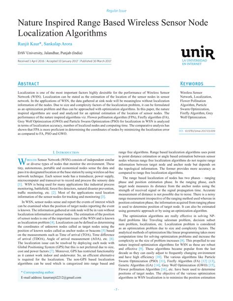 Pdf Nature Inspired Range Based Wireless Sensor Node Localization