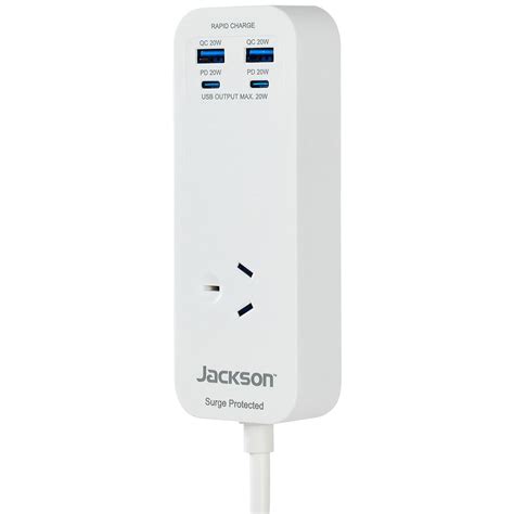 Jackson Rapid Charge 20w Usb C Portable Powerboard White Officeworks