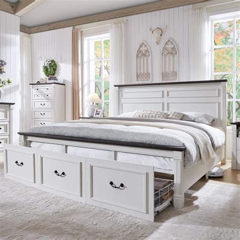 Aitjunz Farmhouse King Size Bed Frame With 51 Tall