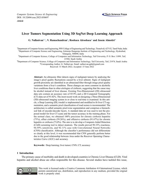 pdf liver tumors segmentation using 3d segnet deep learning approach
