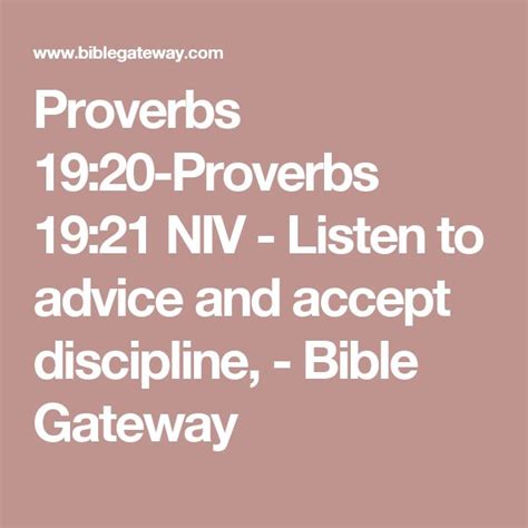 Proverbs 1920 Proverbs 1921 Niv Listen To Advice And Accept