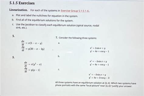 Solved Exercises Linearization For Each Of The Chegg