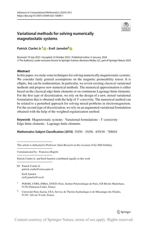 variational methods for solving numerically magnetostatic systems