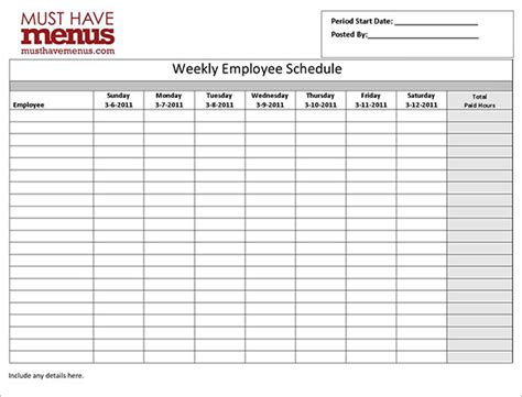 Employee Schedule Template 14 Free Word Excel Pdf Documents Download