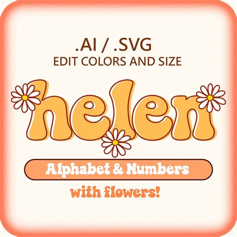 Retro Font With Flowers Svg Alphabet Vector Files Groovy Font Hippie