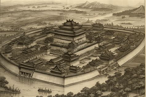 中国古代城市建筑插画图片下载 正版图片600096339 摄图网