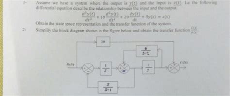 Solved Assume We Have A System Where The Output Is Y T And Chegg Com