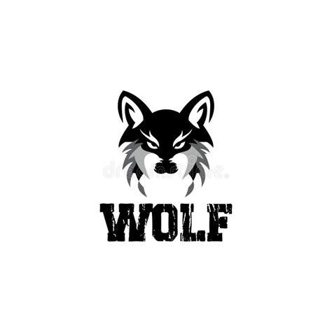 Wolf Face Logo Design Template On White Background Stock Vector