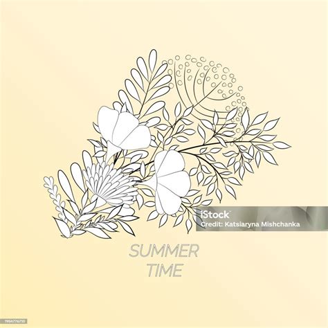 화환 형태의 여름 꽃 배경입니다 엽서 브로셔 전단지 디자인용 색칠 공부 페이지 결혼식에 대한 스톡 벡터 아트 및 기타 이미지 결혼식 귀여운 꽃 나무 Istock