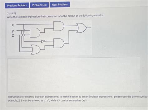 Solved 1 Point Write The Boolean Expression That