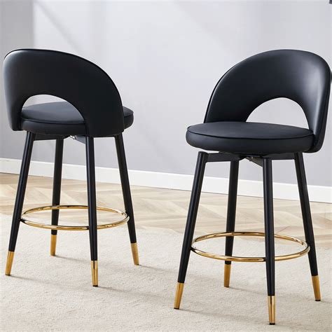 George Oliver Of 2 360° Rotatable Bar Stools Modern Pu Upholstery And