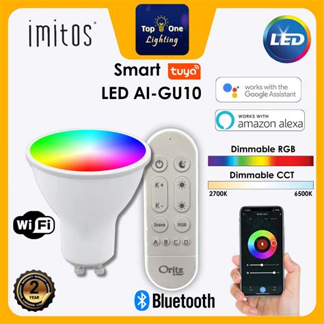 Smart Led Gu W Wifi Bluetooth E Led Rgb Lamp Tuya Ai Home Rgb Cct Dimmable Timer Function