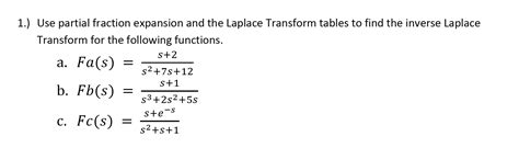 Solved 1 Use Partial Fraction Expansion And The Laplace
