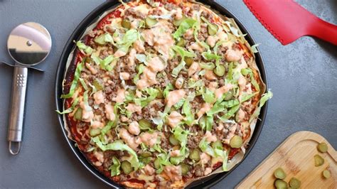 Viral Flatbread Big Mac Cheeseburger Pizza Easy High Protein Recipe
