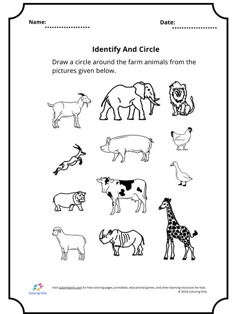 Identify And Circle Free Printable Worksheet