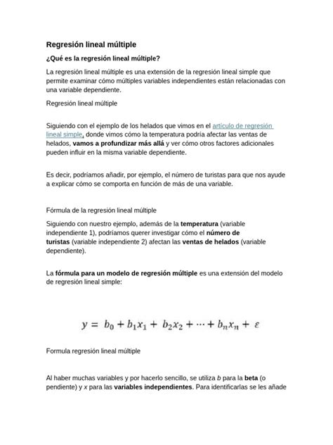 Regrecion Lineal Multiple Pdf Análisis De Regresión Regresión Lineal