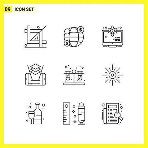 9 Icon Set Simple Line Symbols Outline Sign On White Background For Website Design Mobile